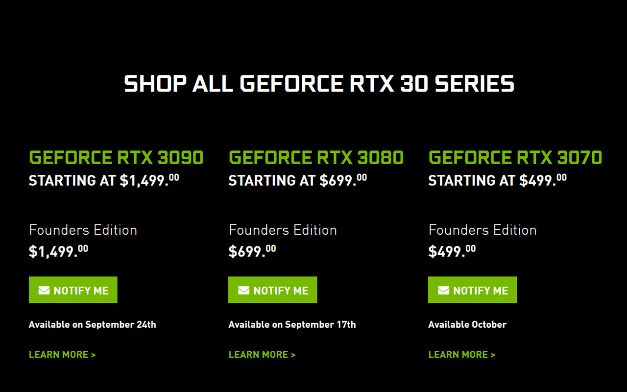 NVIDIA GeForce RTX 3080 GPU 发布日期、功率、价格 - Wwtyrd.com