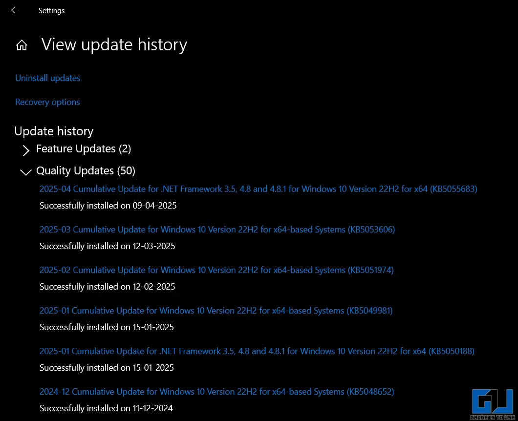 在Windows 11/10上查看完整Windows更新历史的两种方法 - Wwtyrd.com