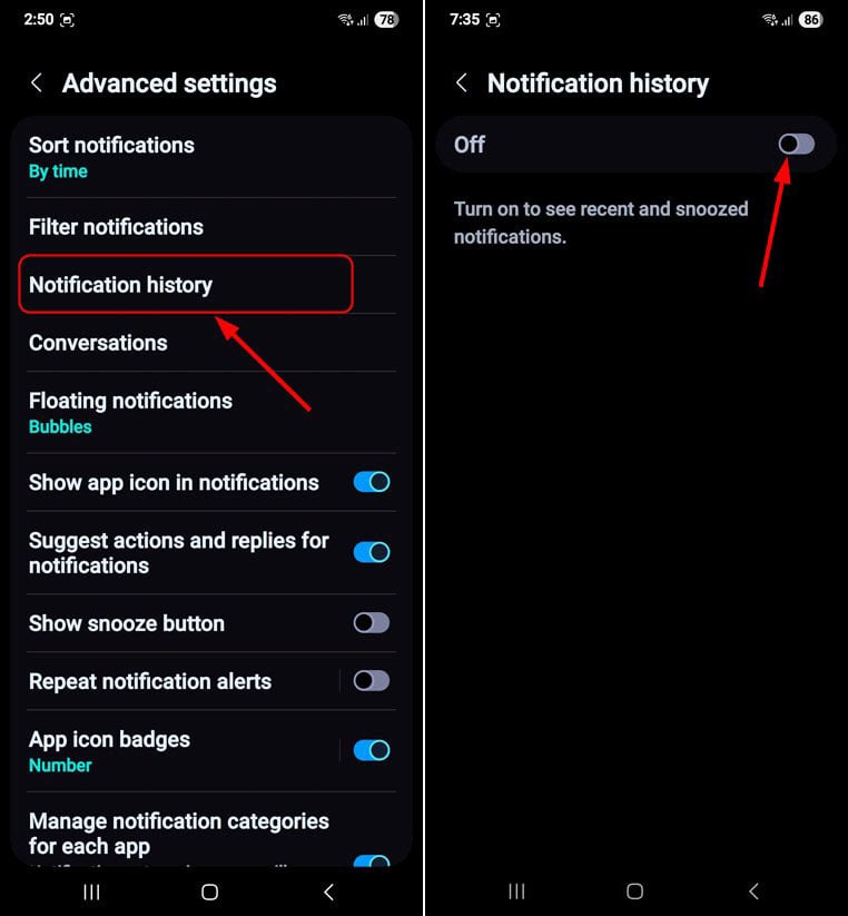 如何打開/關閉Android上的通知歷史記錄 - Wwtyrd.com